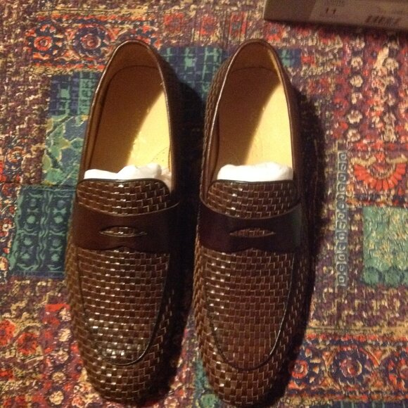 Curatore | Shoes | Curatore Mens Conte Woven Brown Leather Loafers 1 ...